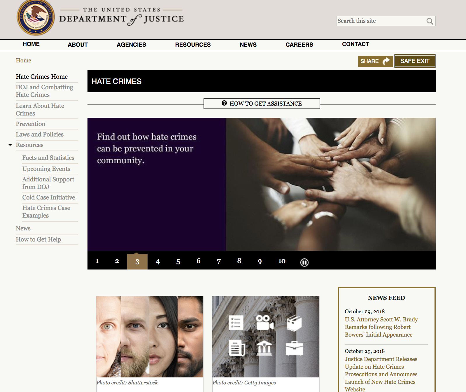 New DOJ Website: Portal for Hate Crime Reporting and Prevention | Not in Our Town
